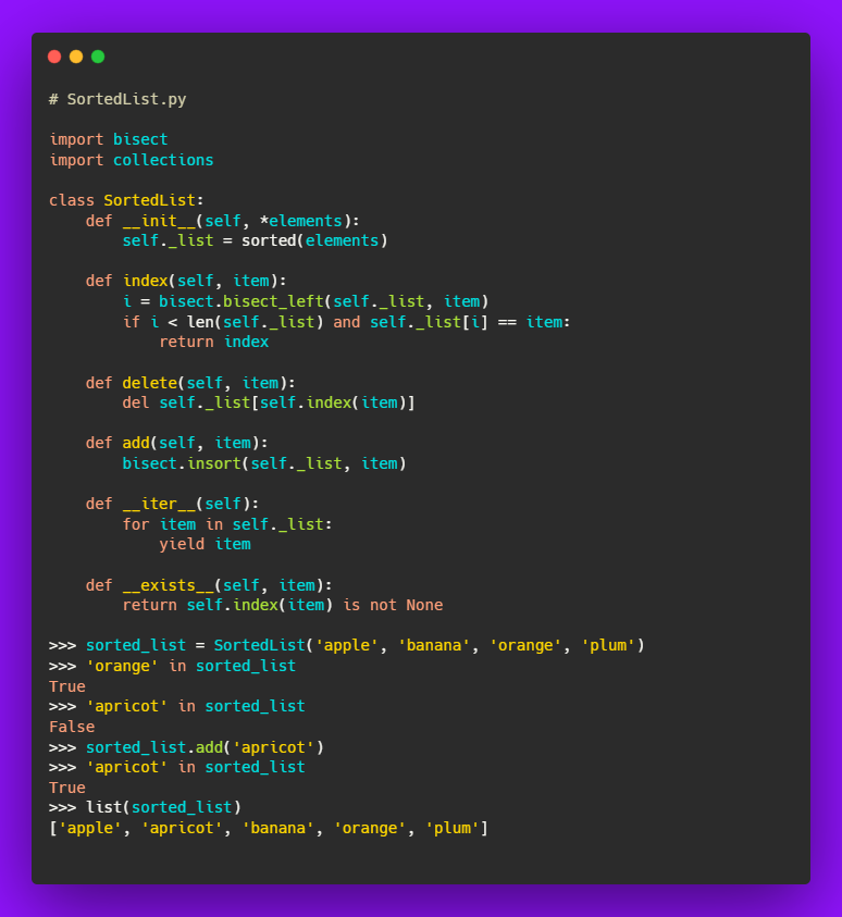 🐍⚙️ Python Tricks — Build A Sorted List With Python With The Help Of The Bisect Module Bisect
