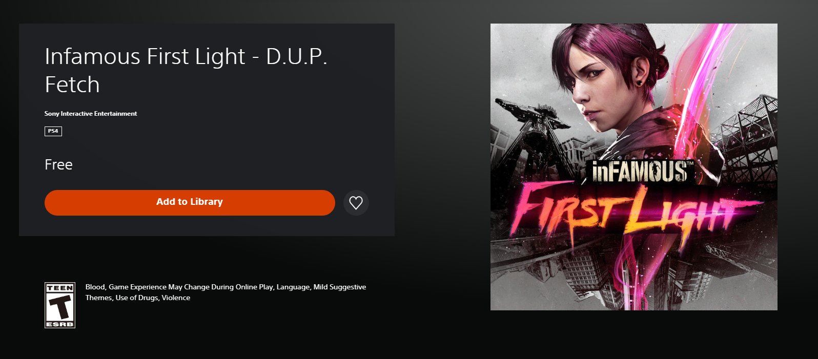 Wario64 on Twitter: "Infamous First Light - D.U.P. Fetch DLC available on US PSN (free) https ...