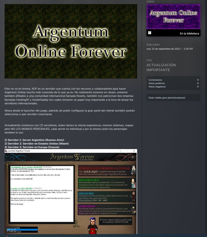Argentum Online Forever powered by Steam (@AOF_ARGENTUM) / Twitter