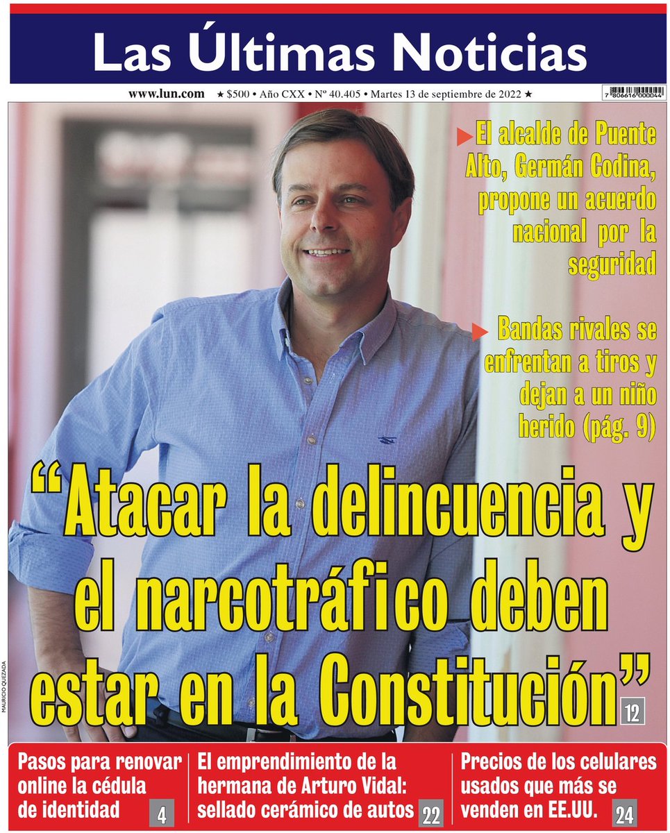 Las Últimas Noticias On Twitter Portadalun Del Martes 13 De Septiembre Revise Nuestra