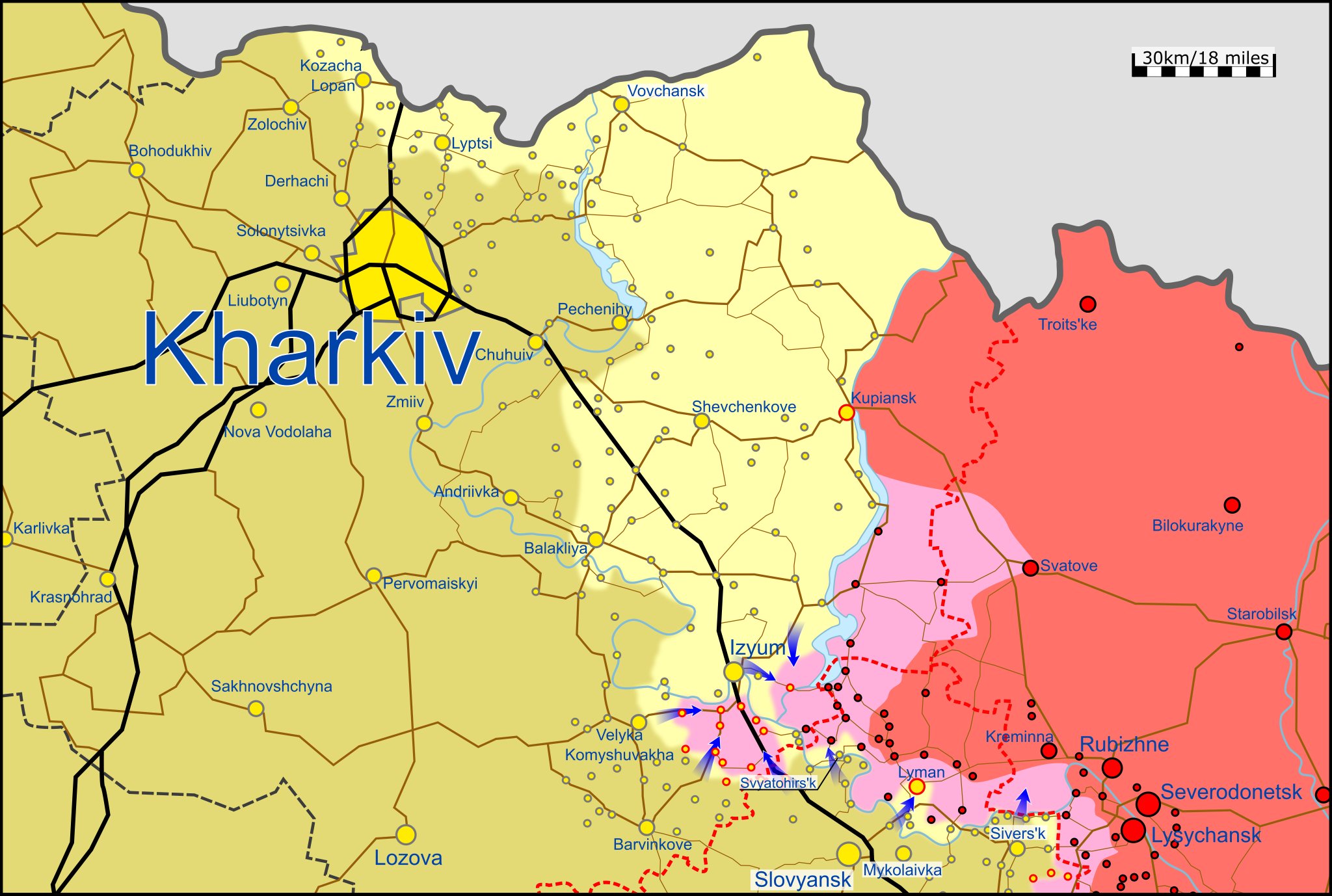 Ukraine War Map on Twitter: "🇷🇺 have withdrawn across the northern border of Kharkiv Oblast back ...