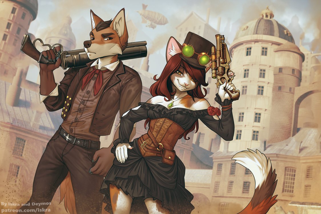 Steampunk Fox Drawing