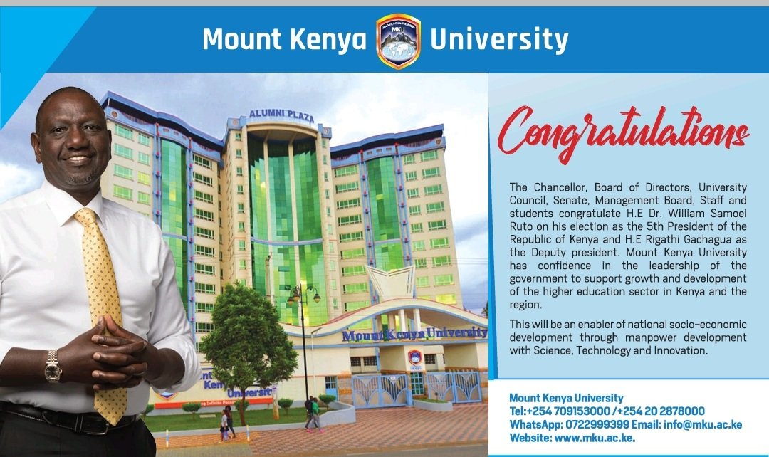 MountKenyaUniversity on Twitter: "Congratulations to the 5th President of the Republic of Kenya ...