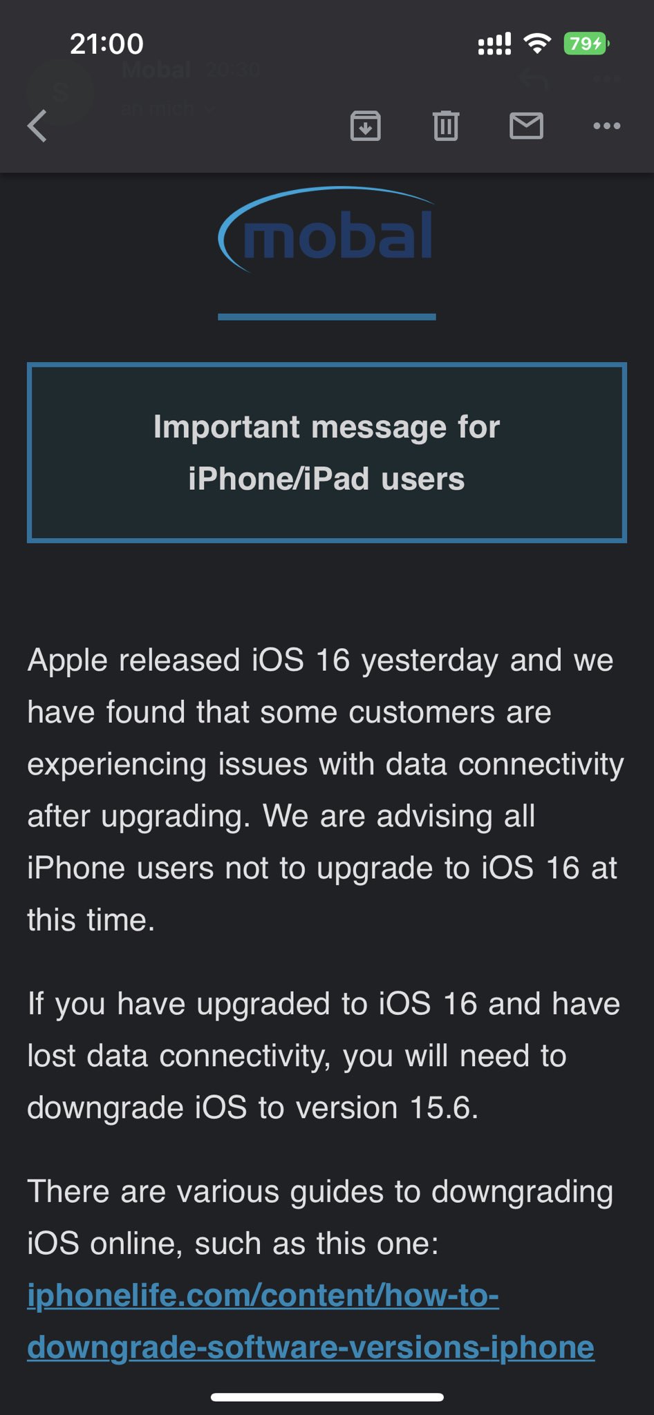 Mobal 🌐 on Twitter: "Notice for our iPhone users: Since Apple's iOS16 release yesterday, we've ...