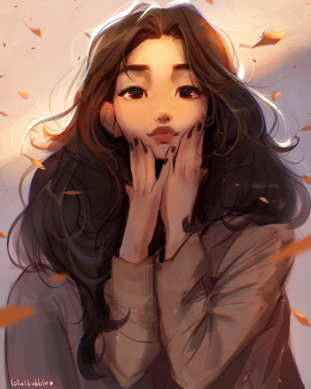 Drawing Of A Girl With Brown Hair