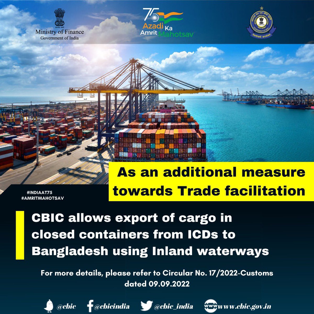 CBIC on Twitter: "As an additional Trade Facilitation measure, CBIC allows export of cargo in ...