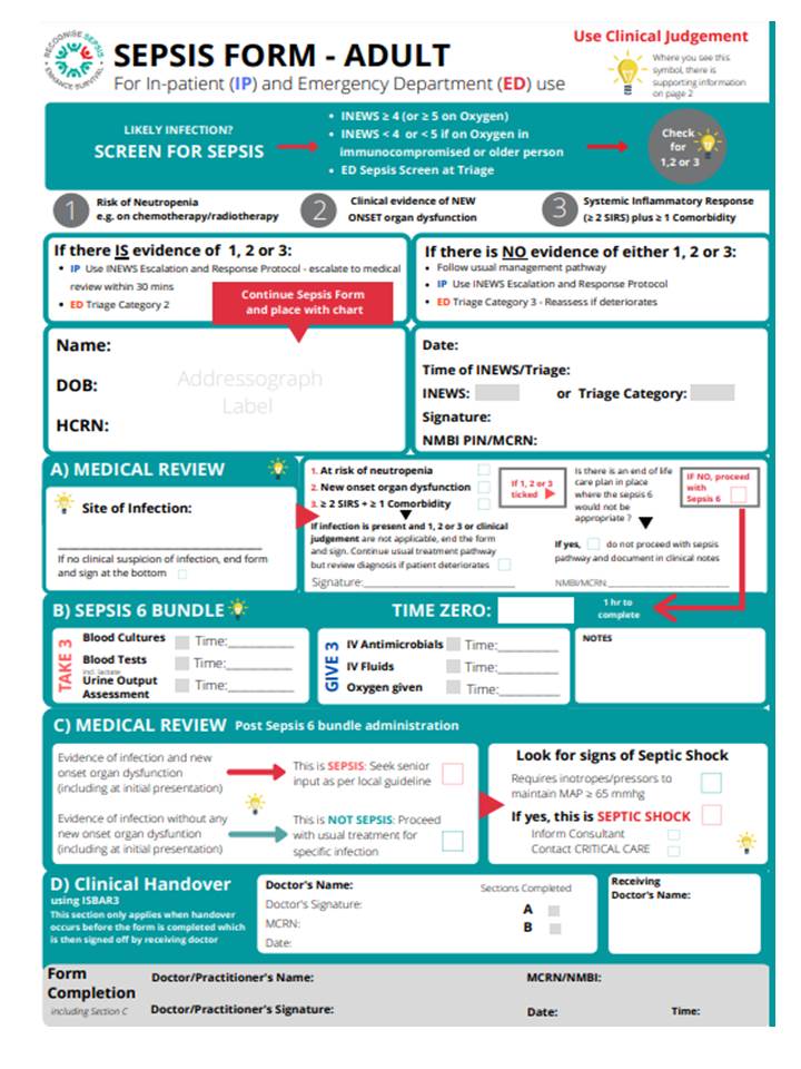 Sepsis 6 CMS Severe Sepsis Shock Quick Reference 2022 – Peripheral