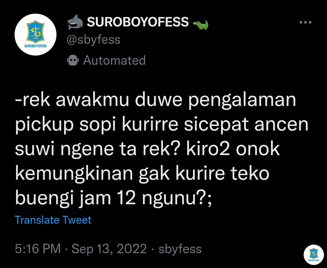 🦈 SUROBOYOFESS 🐊 on Twitter: "-rek iki aku piye ya kurire gak teko teko...kudu lapor nangdi? jam ...