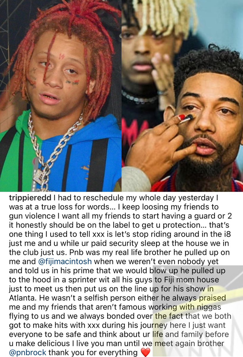DomisLive NEWS on Twitter: "Trippie Redd speaks on losing his friends PnB Rock & XXXTentacion ...