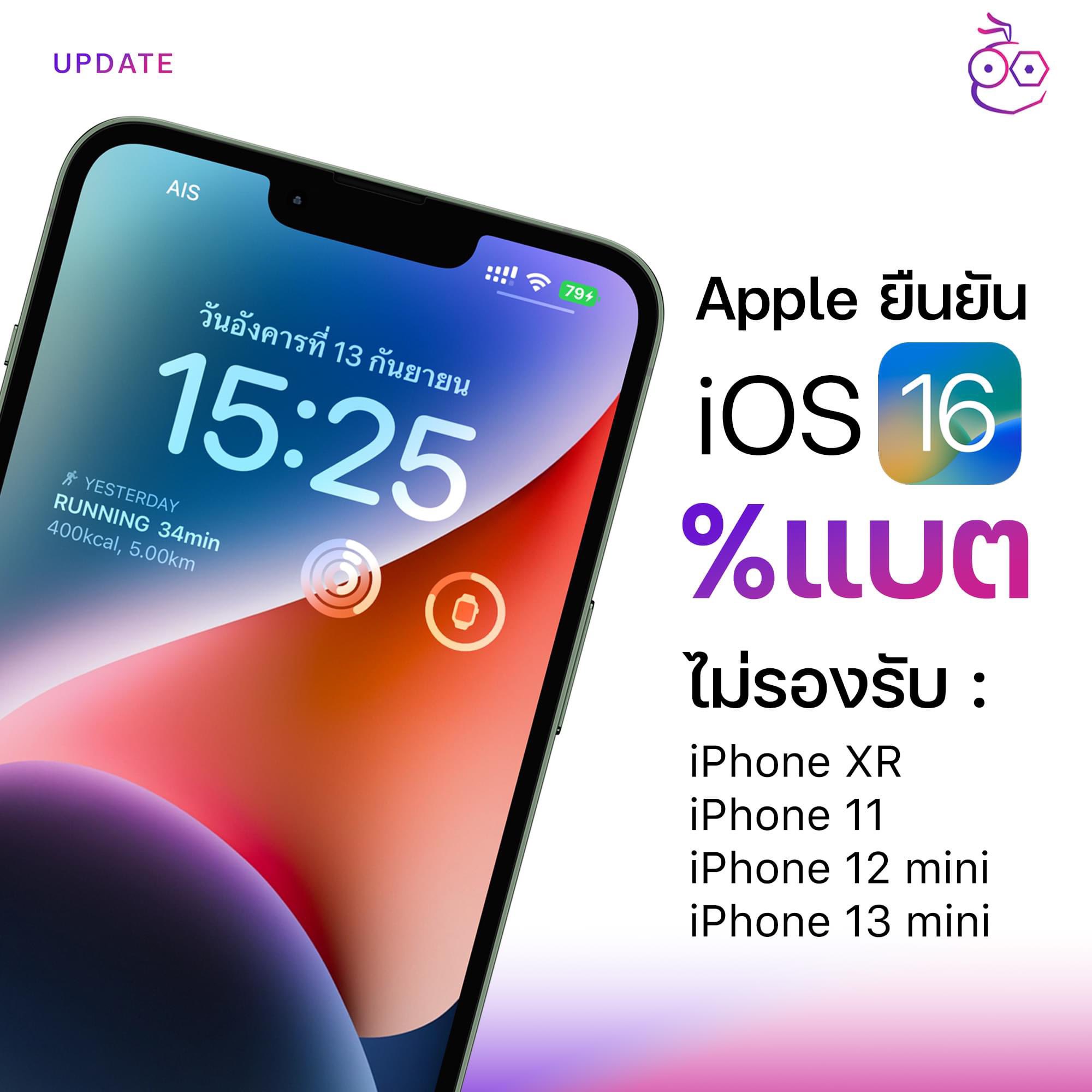 iMoD on Twitter: "Apple ยืนยัน ฟีเจอร์แสดง %แบต ใน iOS 16 ของ iPhone รุ่น Face ID ใช้ได้กับ ...