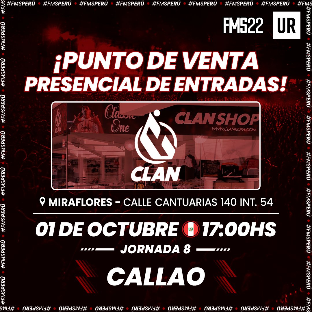 FMS Perú 🇵🇪 on Twitter: "¡PUNTO DE VENTA PRESENCIAL! ⚠️ Chalac@, ya puedes comprar tus entradas ...