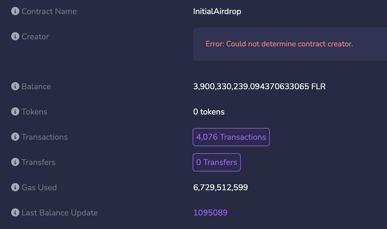 FTSO.AU ☀️ on Twitter: "Here's the 3.9b tokens in the InitialAirdrop contract, ready for the TDE ...