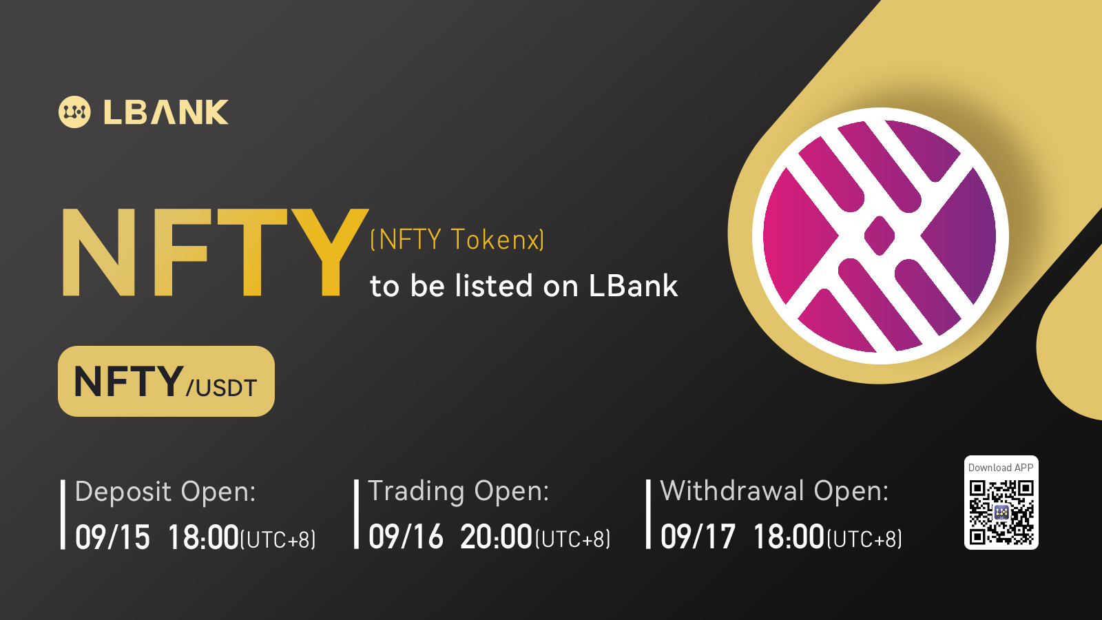 LBank.com on Twitter: "🌈 New #listing ⛵️ $NFTY(NFTY Token) will be listed on LBank！@NFTYFinance ...