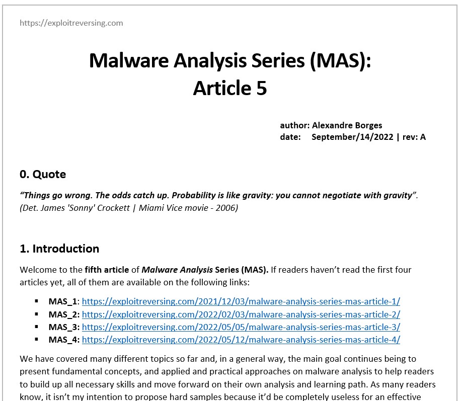 Alexandre Borges on Twitter: "After a break, the fifth article in the Malware Analysis Series ...