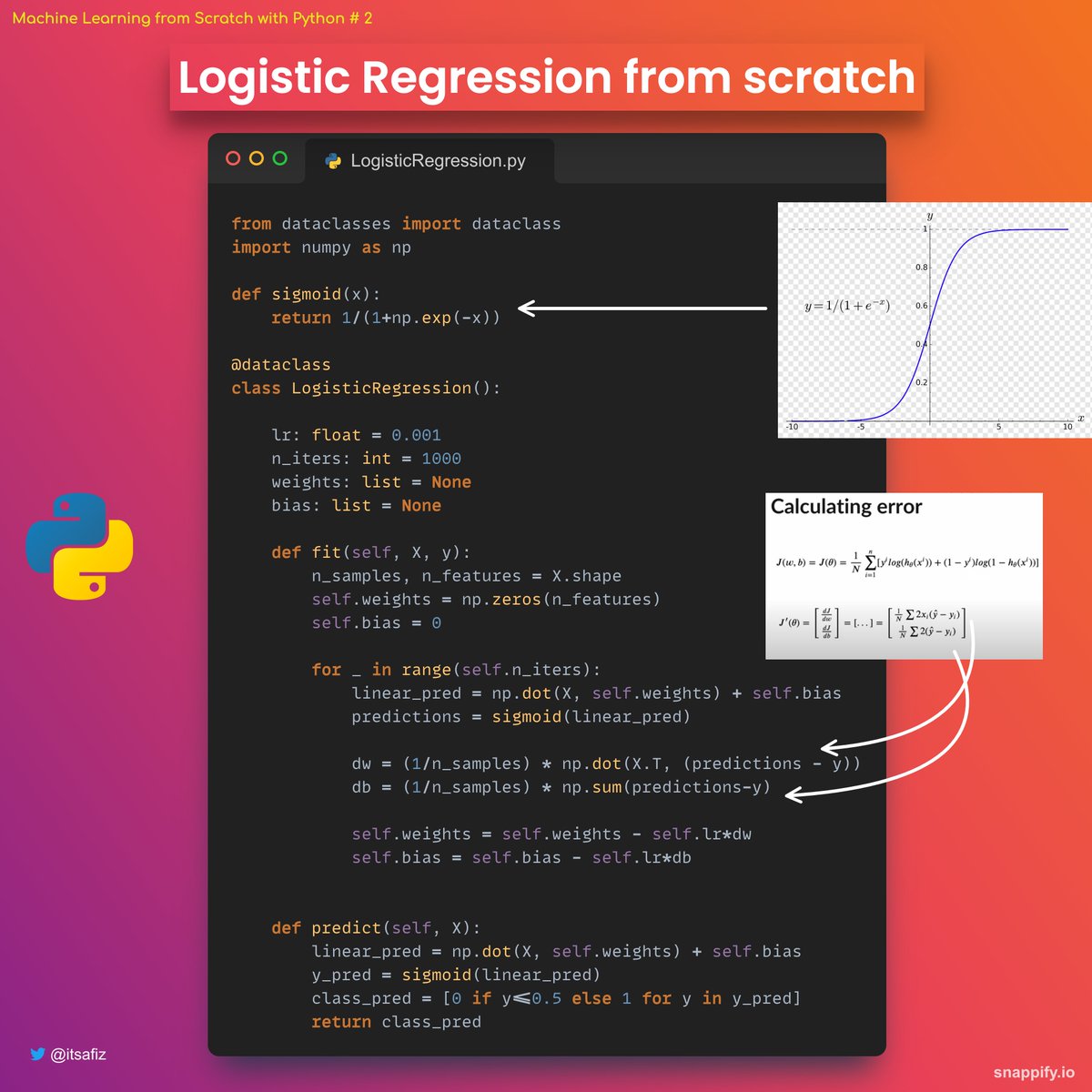 🟡 Machine Learning From Scratch With Python 3 ⚪️ Implement Logistic Regression From Scratch