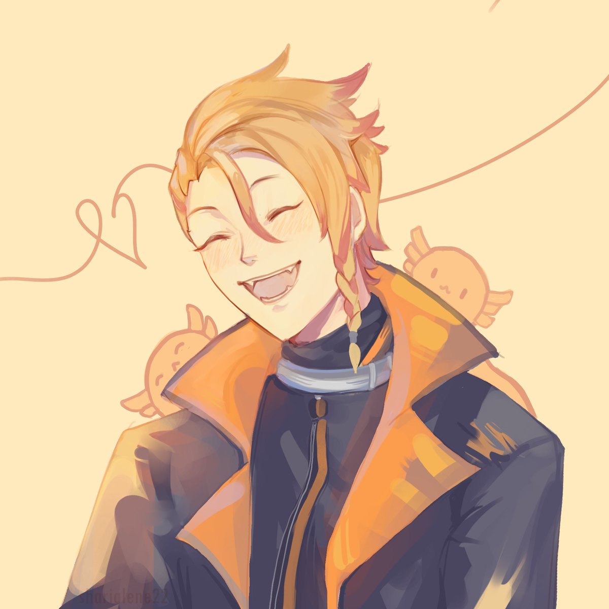 「just a cheeky fella' #Artxel #holoTEMPU」|HanHan🕊️⛓️||🧡||のイラスト