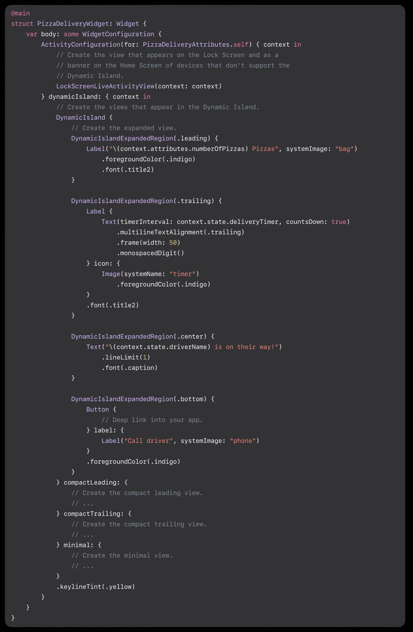 レイ 💐:*. on Twitter: "https://t.co/MagnNysCSK 這狗屎 API 設計🤮 看出來 ActivityKit 團隊是不得不為 Dynamic Island ...