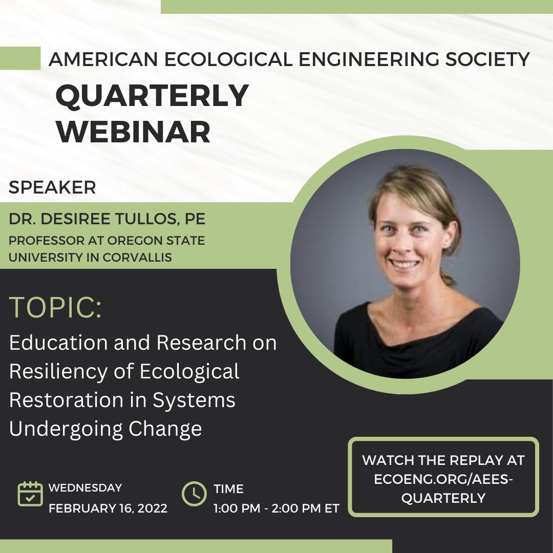 American Ecological Engineering Society on Twitter: "View AEES's second quarterly webinar ...