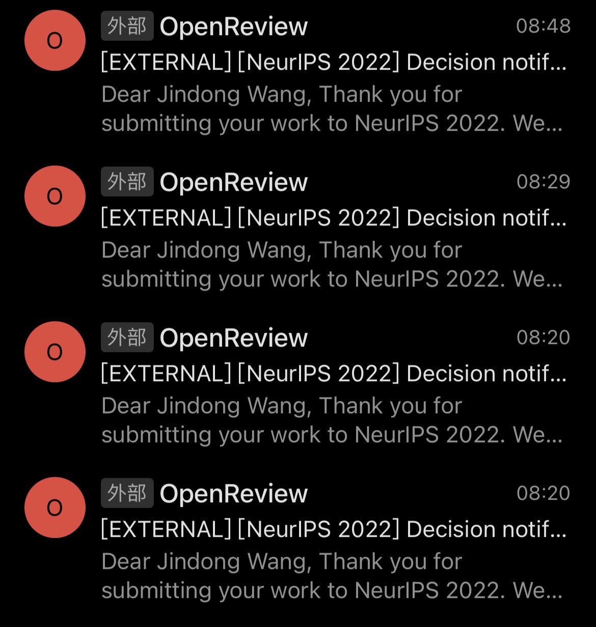 Jindong Wang on Twitter: "#NeurIPS2022 I'm sick of 4 thank you. Dare you give me 1 congrats ...