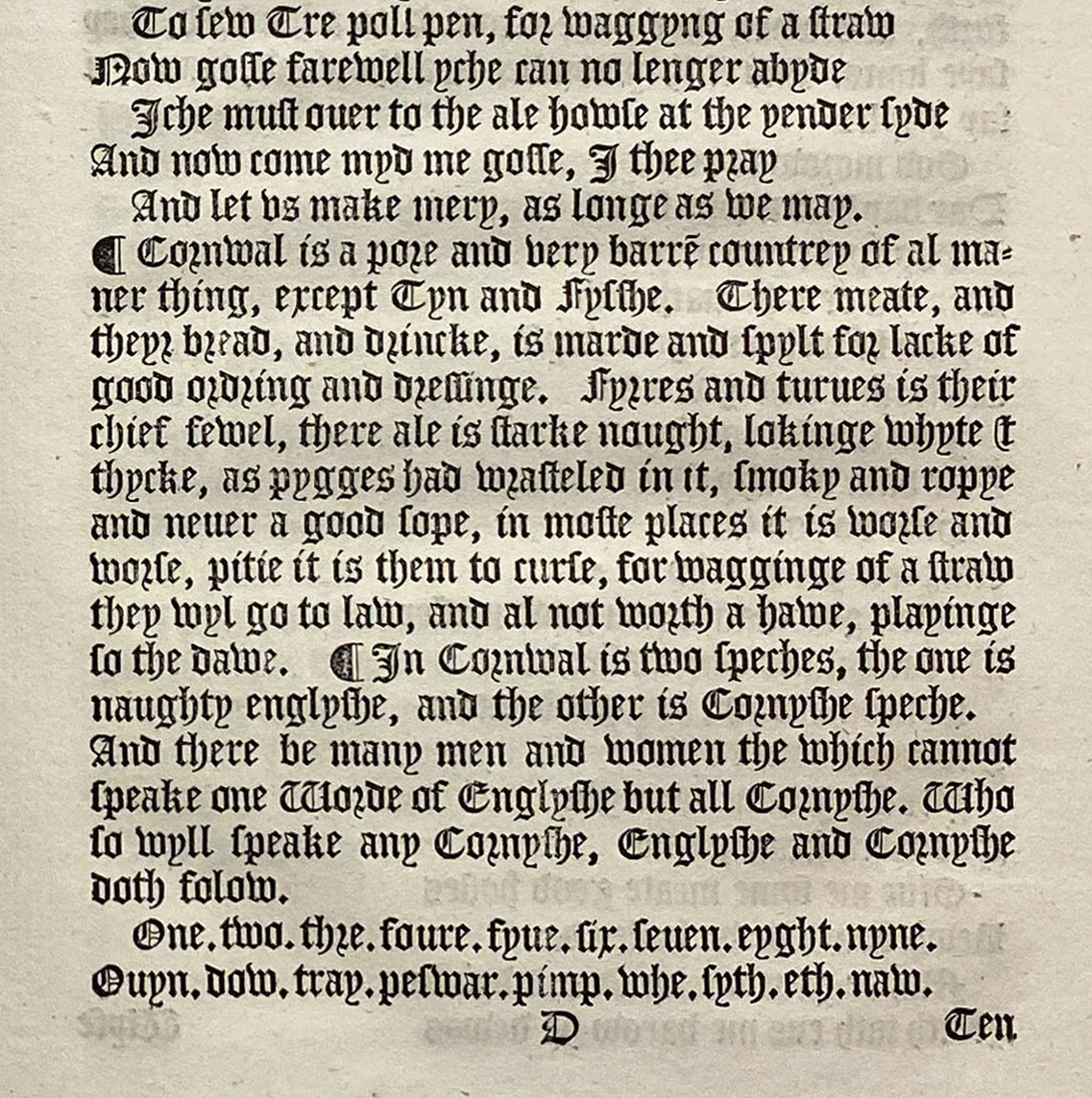 The oldest surviving printed Cornish is in a book by Andrew Borde ...