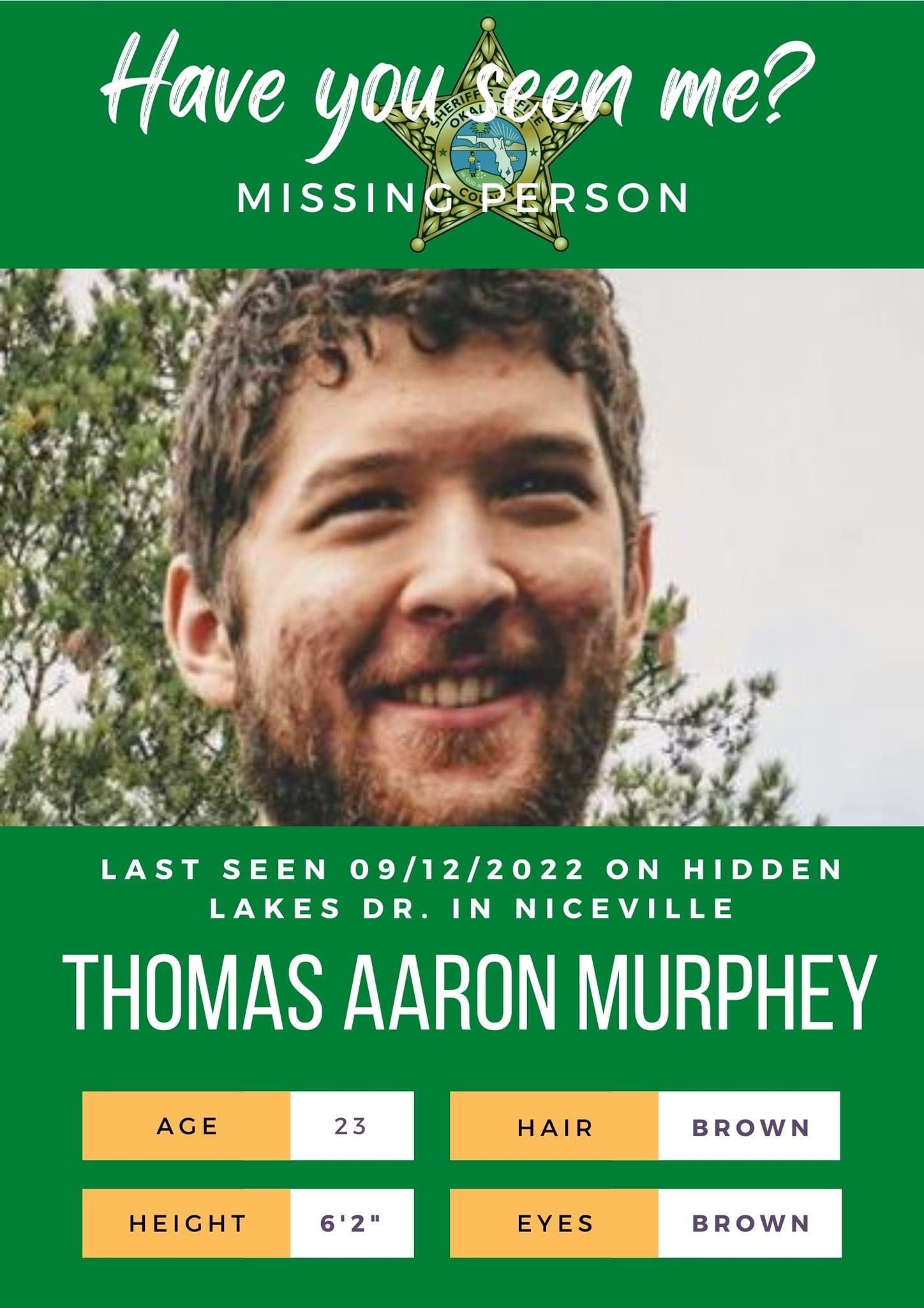 OkaloosaSheriff on Twitter: "The OCSO is working to locate #missing adult 23-year Thomas Aaron ...