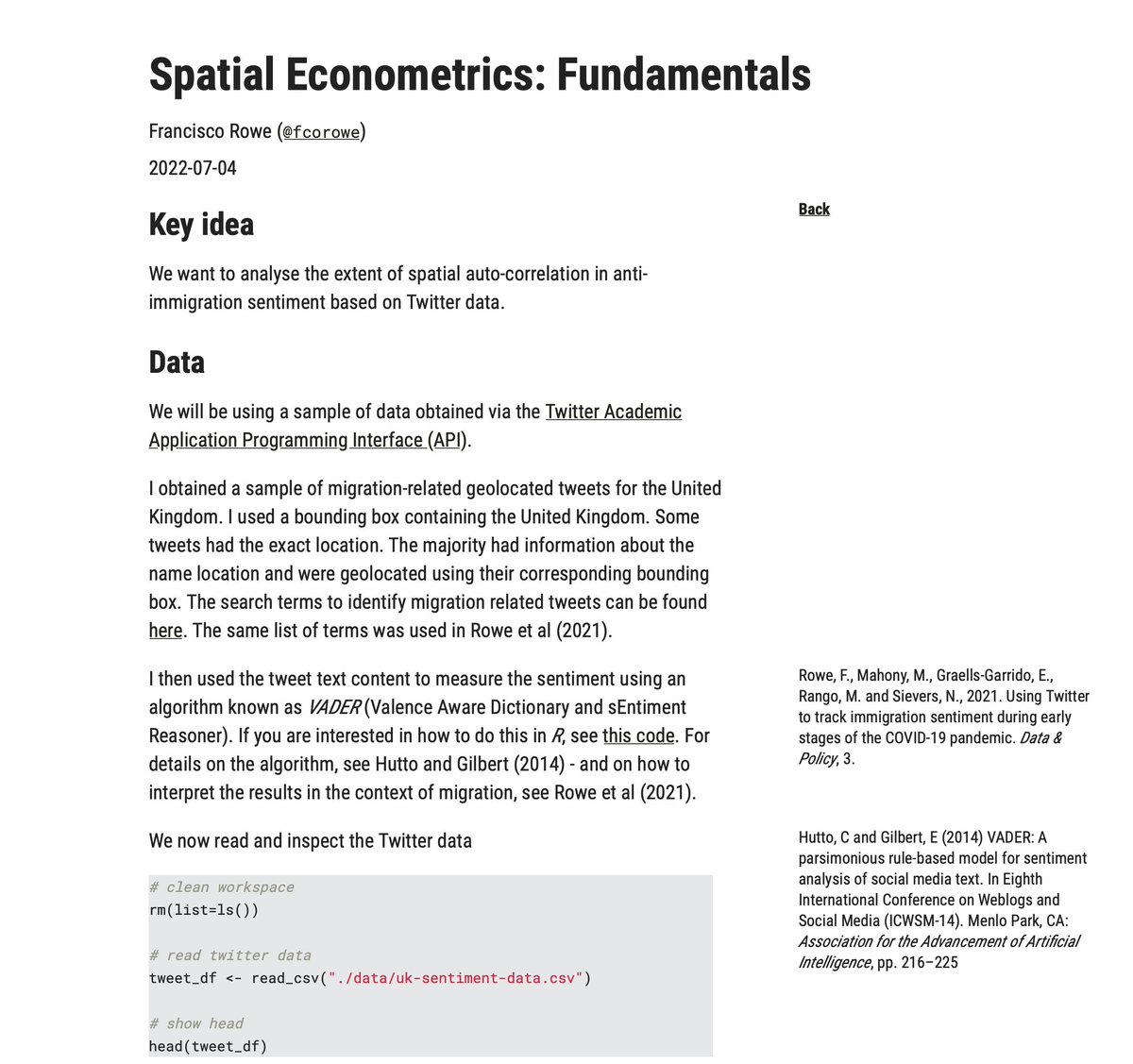 In the summer, I delivered a introductory course to geographic data ...
