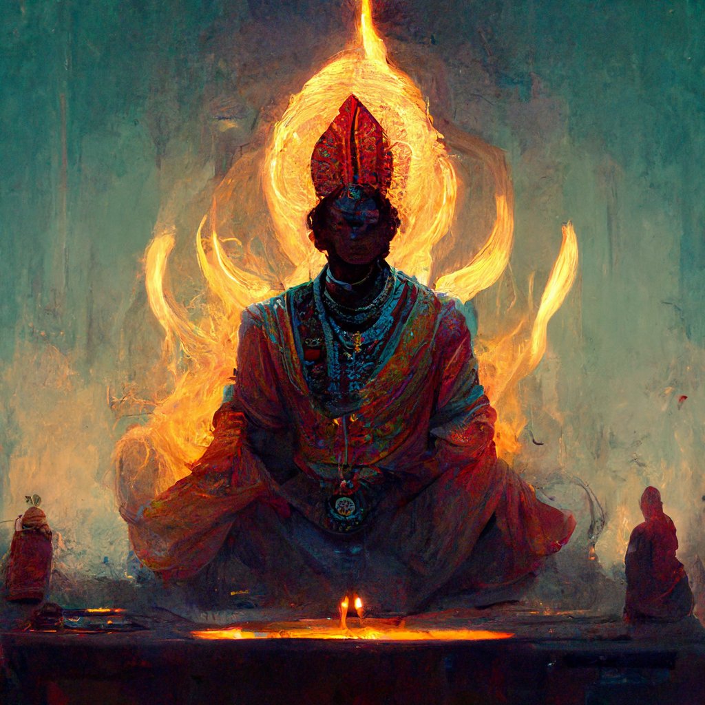 Mánu was the institutor of sacrifice (yajñá). For when he had kindled ...