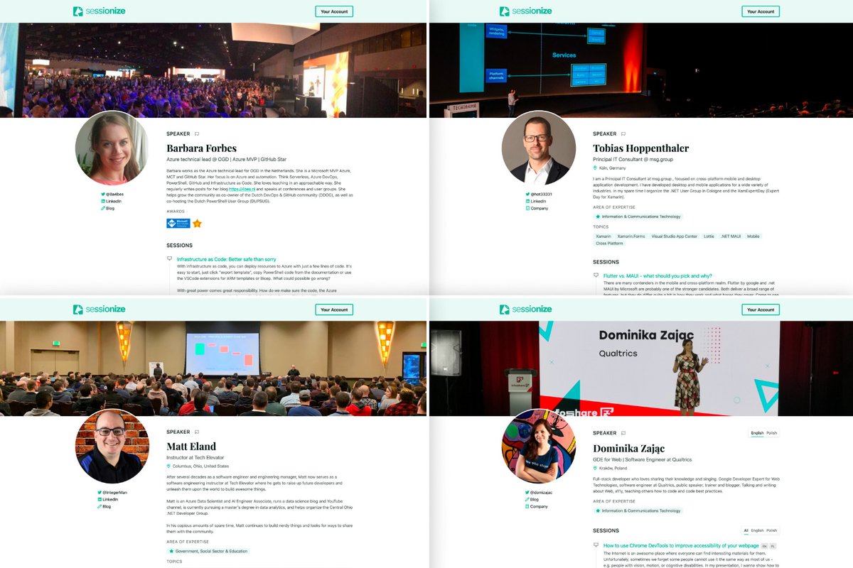Sessionize.com on Twitter: "[NEW] Fresh new design for public speaker profiles are out for ...
