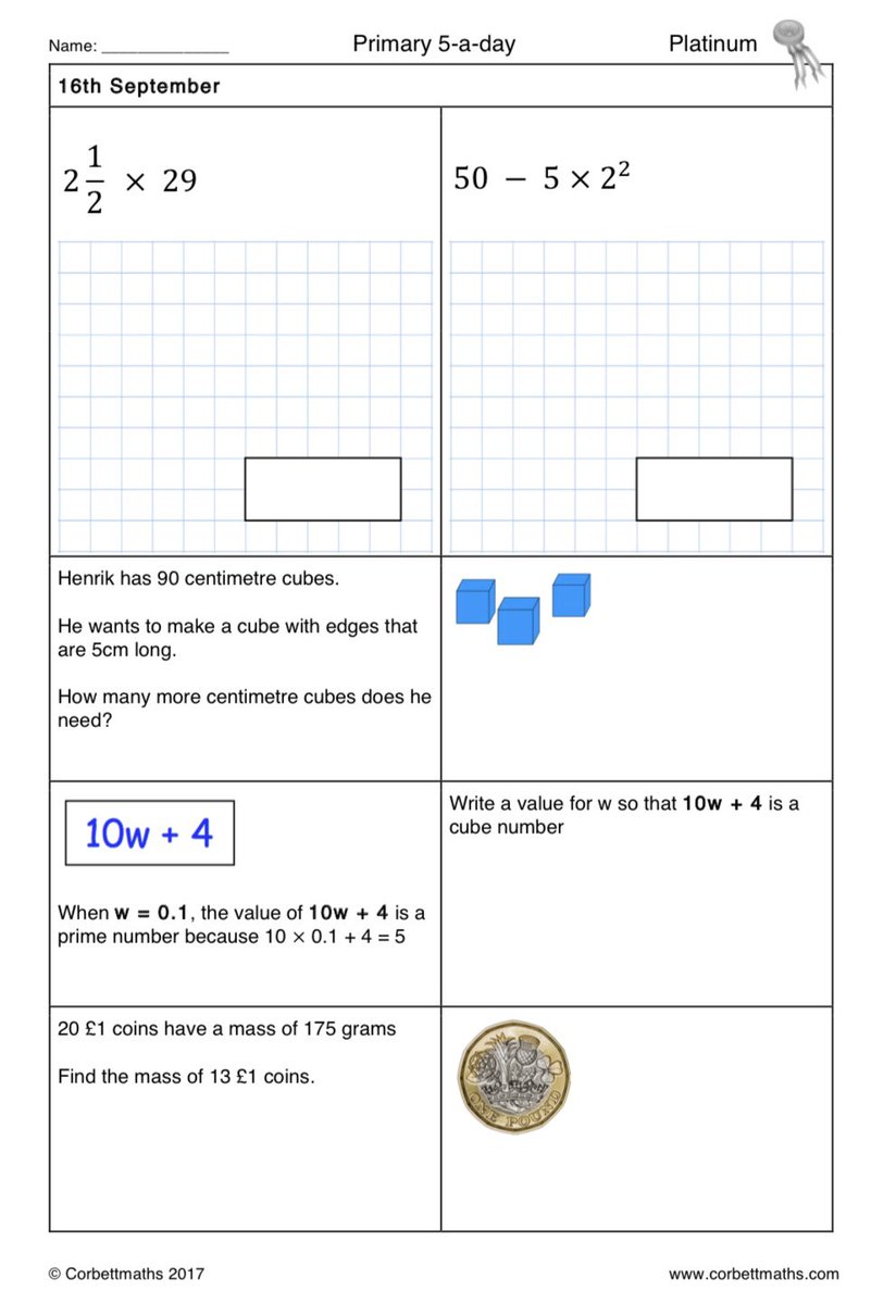 Fantastic 4, Super Learning Team on Twitter: "RT @Corbettmaths: Primary 5-a-day with 4 levels of ...