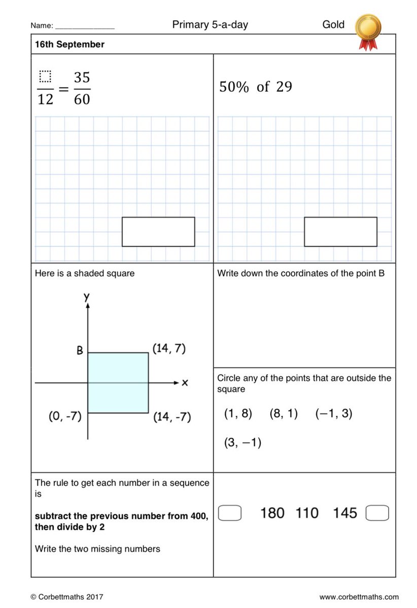 Fantastic 4, Super Learning Team on Twitter: "RT @Corbettmaths: Primary 5-a-day with 4 levels of ...