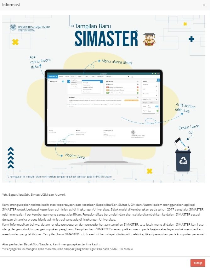 Forum Advokasi UGM on Twitter: "Tampilan Baru SIMASTER UGM. Apakah teman-teman sudah mengecek?"