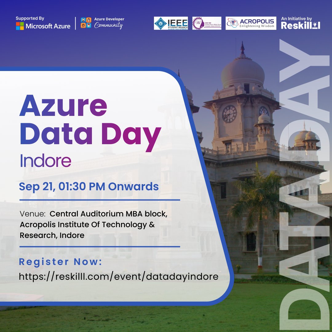 Azure Developer Community on Twitter: "Here we come #Indore ️ Save the date Azure #DataDay is ...