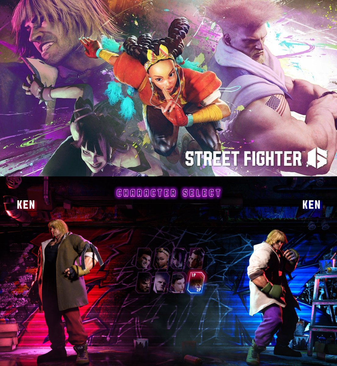 New Street Fighter 6 key artwork and Ken on the selection screen. # ...