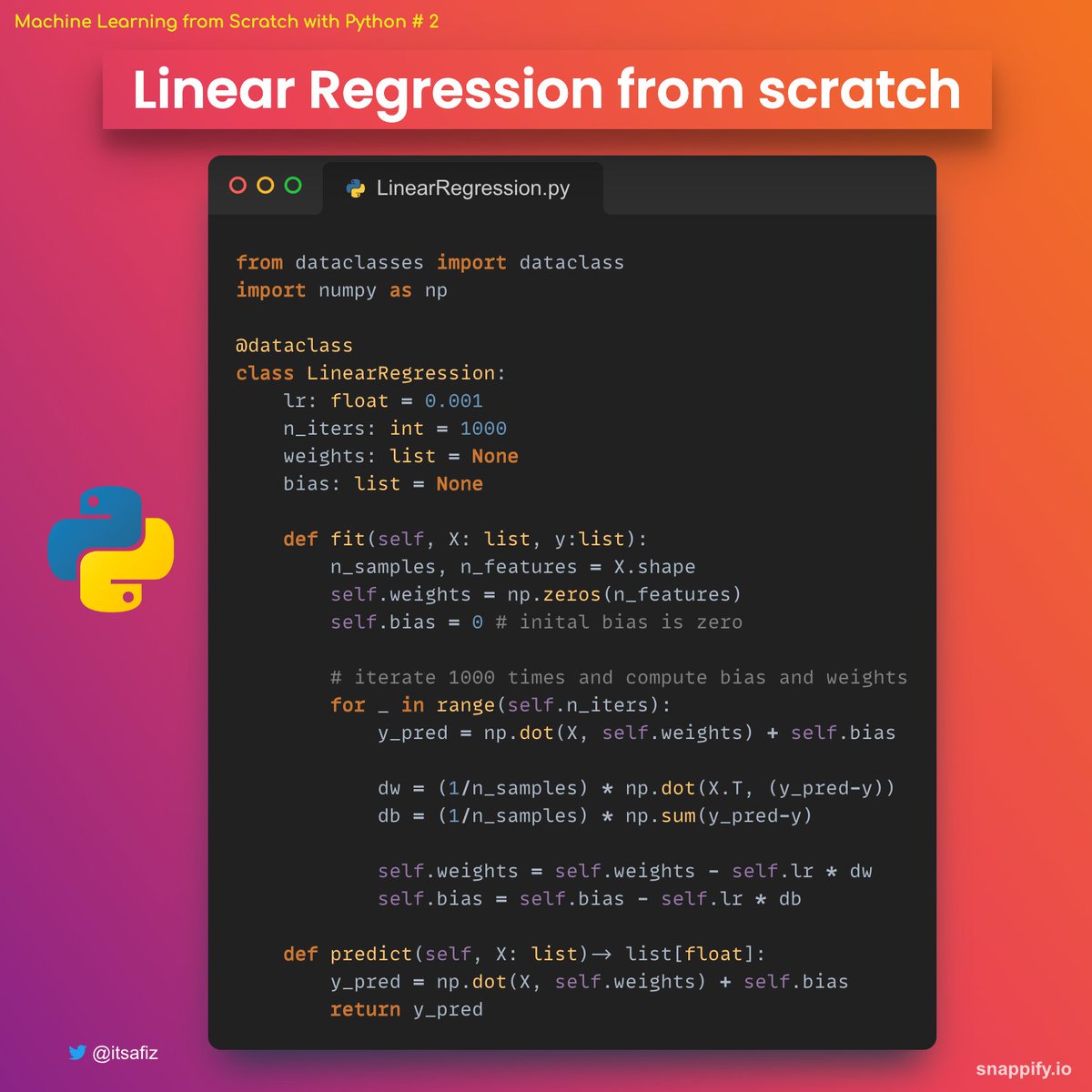 How To Implement 5 Machine Learning Algorithms From Scratch A Thread 🧵👇 Thread From Afiz ⚡️