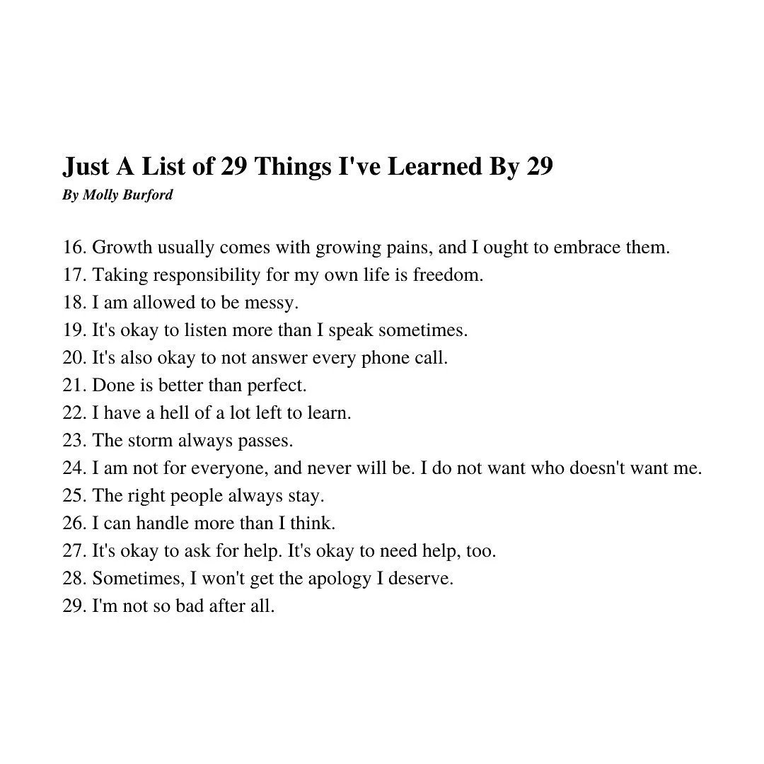 Thought Catalog on Twitter: "Just A List of 29 Things I've Learned By 29"
