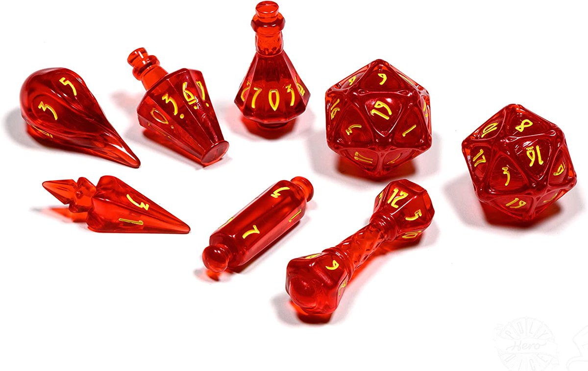 PolyHero Wizard 8 Dice Set Dragonfire 57% off : r/rpggames