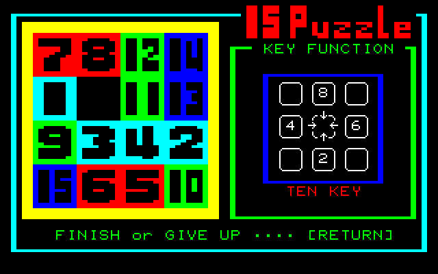 MAD on Twitter: "【15PUZZLE（PC88同人）】日替わりレビューその1122 オーソドックスな15パズルゲーム。昔よくおもちゃ屋でこれ系のパズルゲームが置いてあったが、今 ...