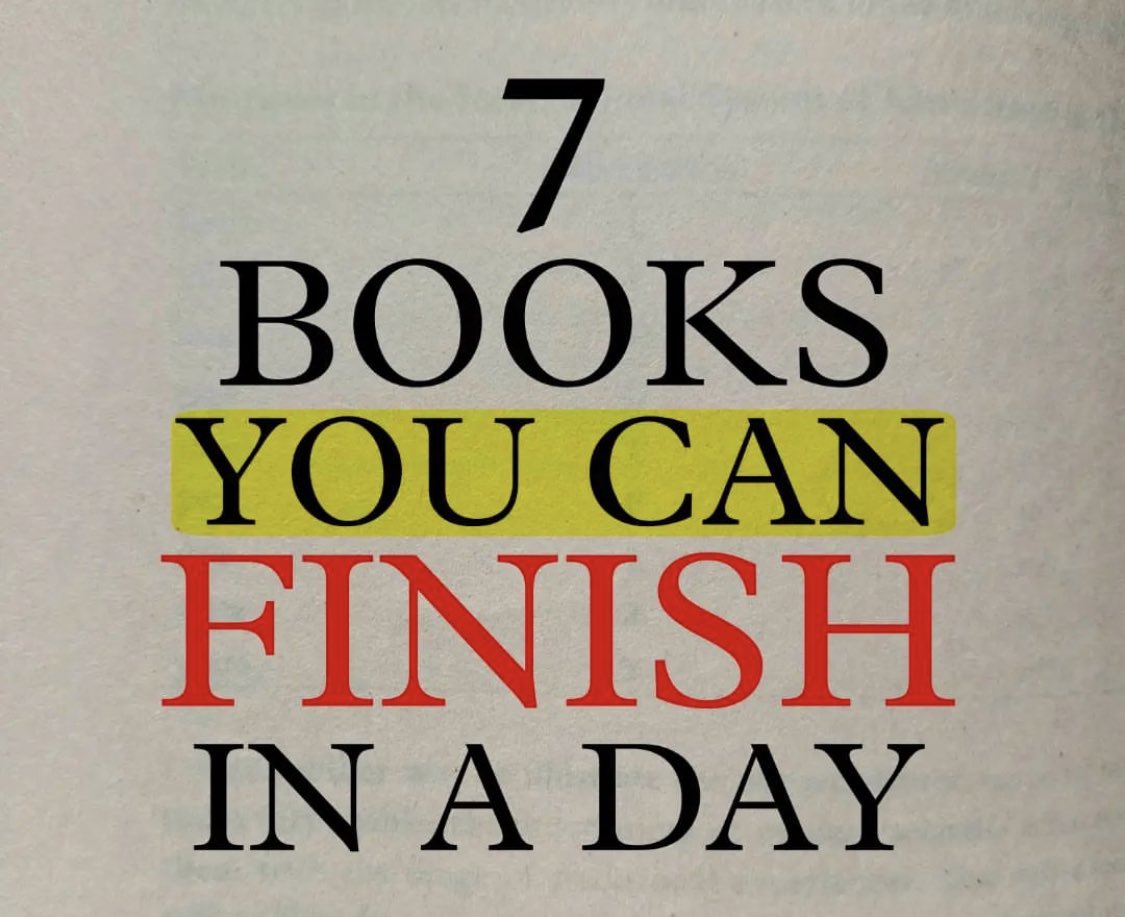 7 Books you can finish in a day: - Thread from Mindset Bolt ...