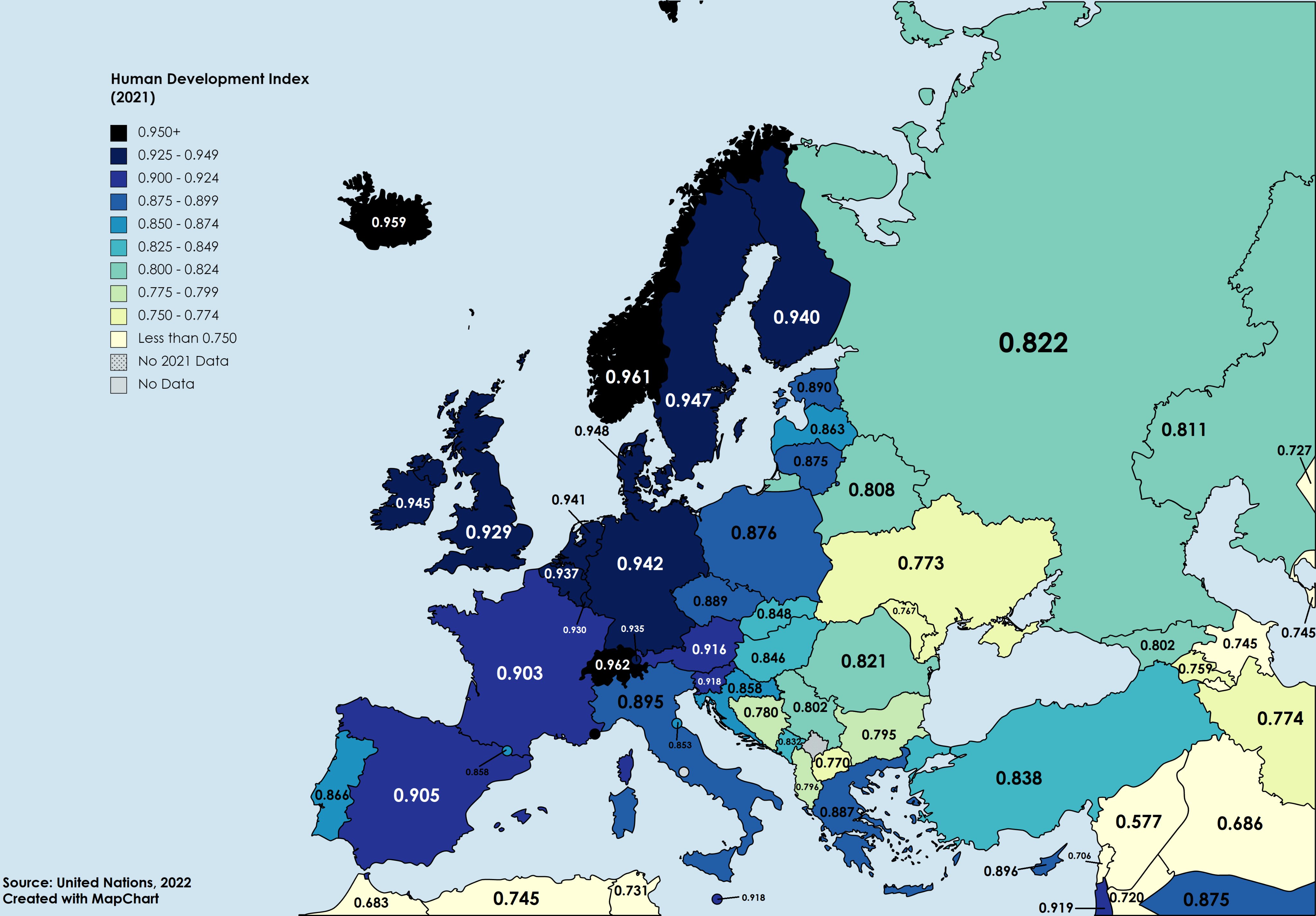 Human Development Index 2022 Chart