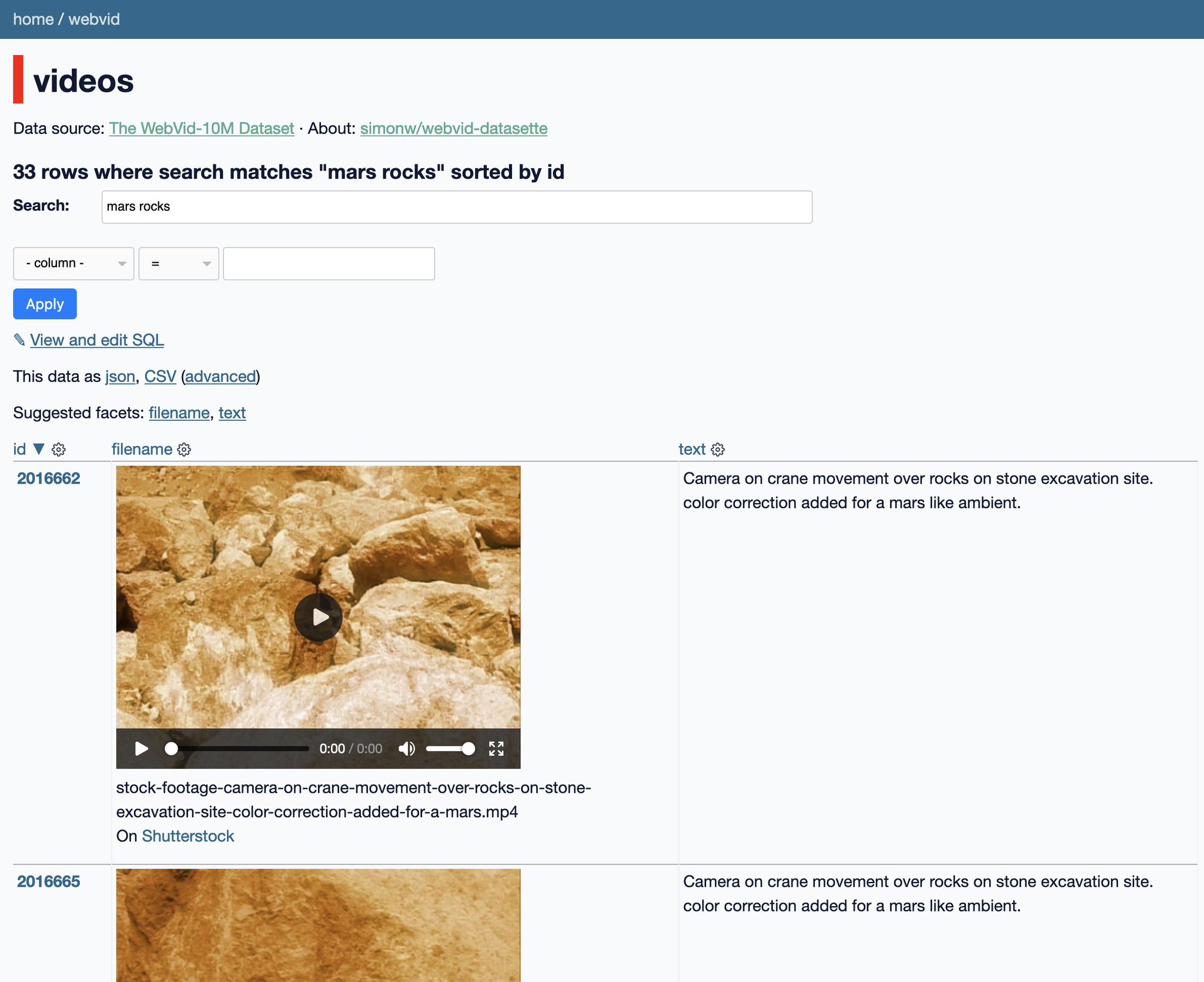 Simon Willison on Twitter: "I loaded 10M videos that were used as part of the training for this ...