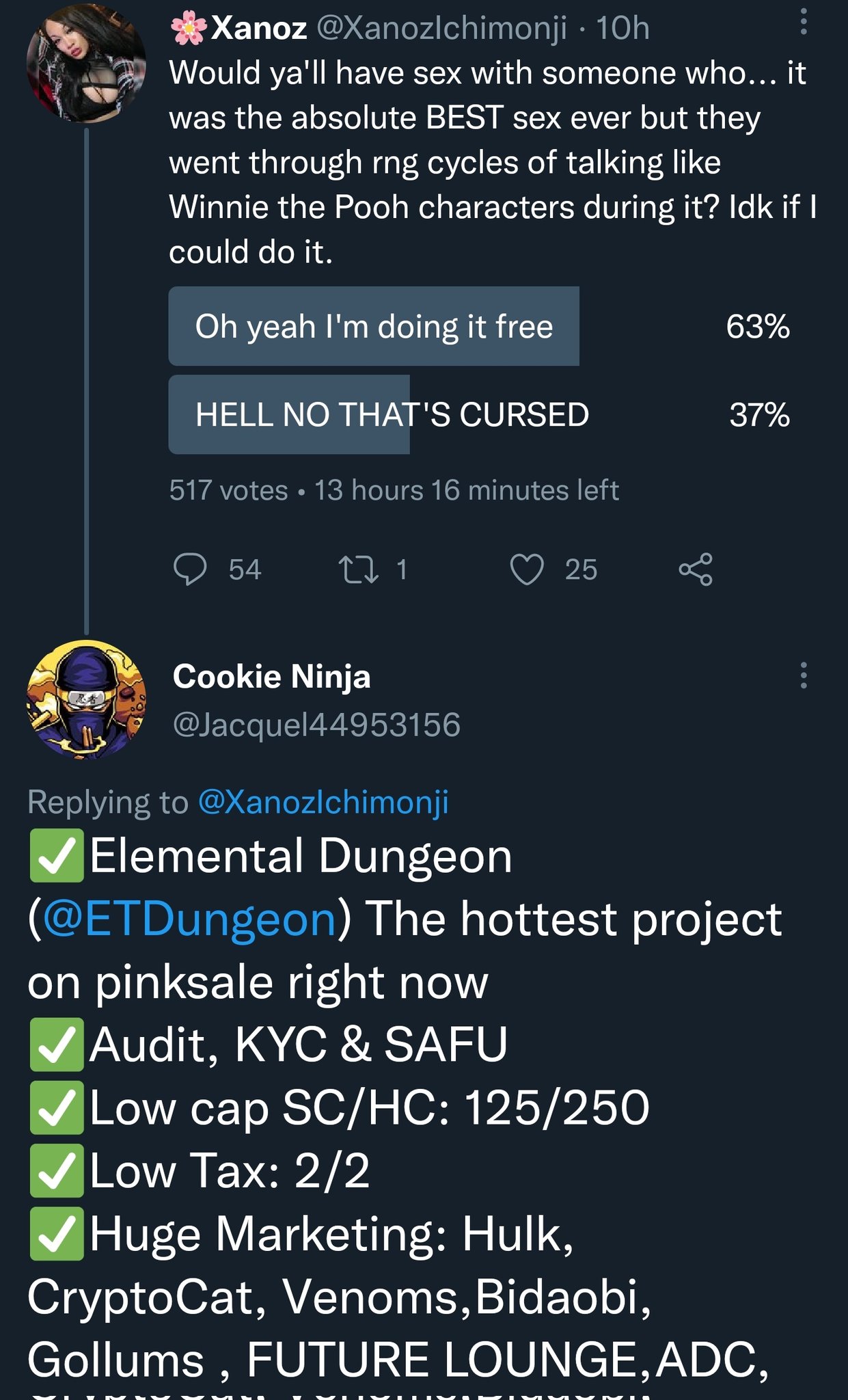 🌸Xanoz on Twitter: "I will make the most random ass tweet and the NFT bots ALWAYS show up even ...