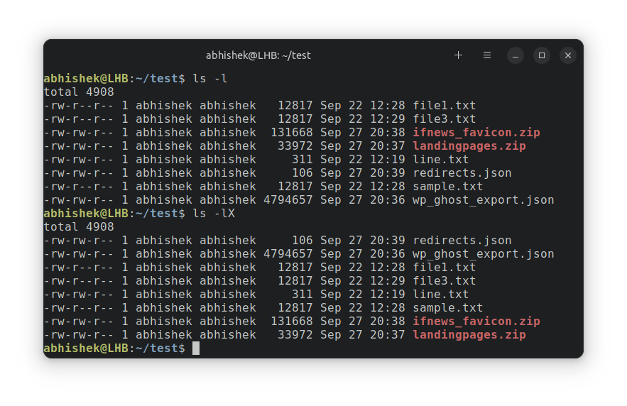 Linux Handbook on Twitter: "Quick Linux tip💡 You can group files by their extension with 👉 ls -X ...