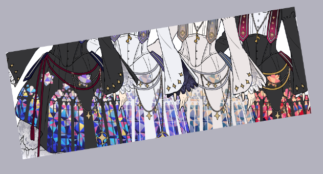 Eko iXima on Twitter: "ニーゴ。三角のパターンを共有で使うと決めたときにまず思いついたのがステンドグラス。華やかだけど静かな印象になるようにデザインしました。ニーゴには ...