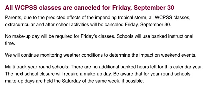 Wcpss Makeup Days
