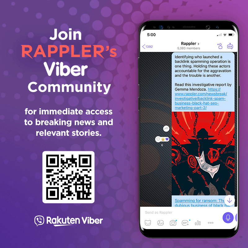 Rappler is on Viber! Join our Viber Community by scanning the QR code ...