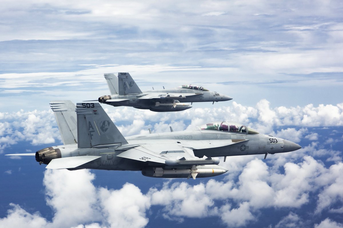 Chris Cavas on Twitter: "EA-18G Growlers of Electronic Attack Squadron 209 #VAQ209 launching AGM ...