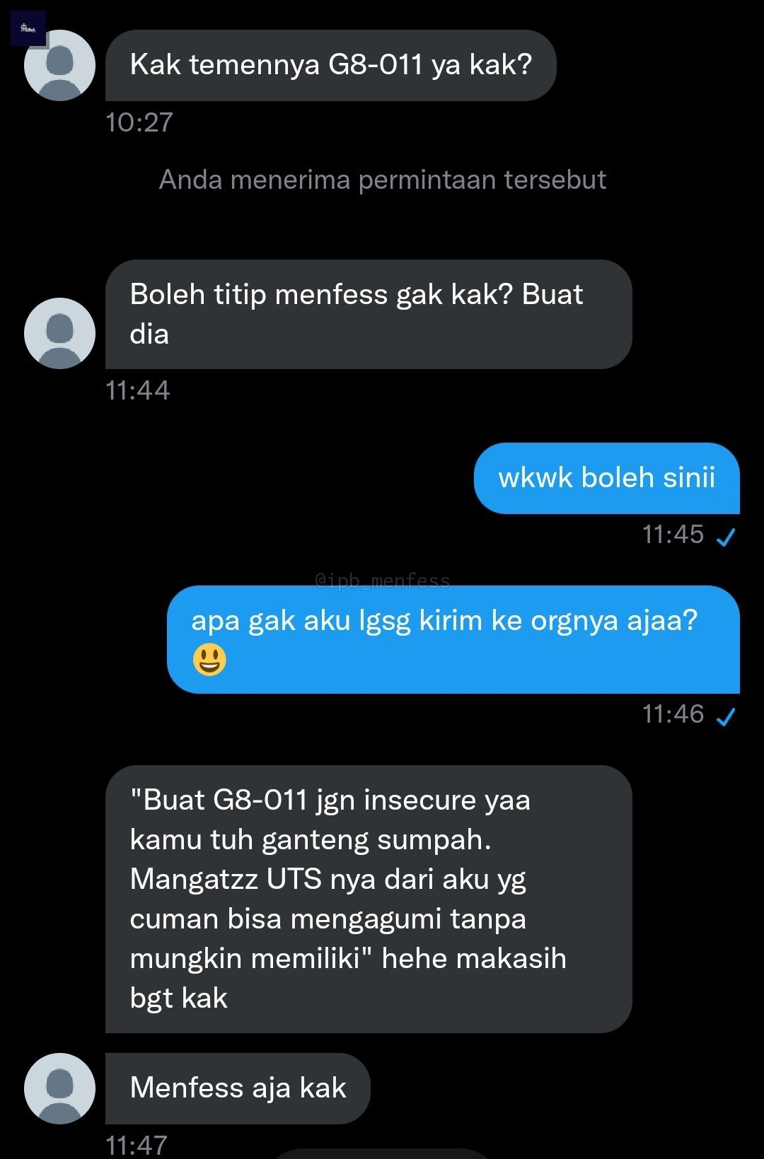 Draft IPB on Twitter: "punten, kaget gue dititipin menfess ini:) saran w lgsg dm aja dek ...