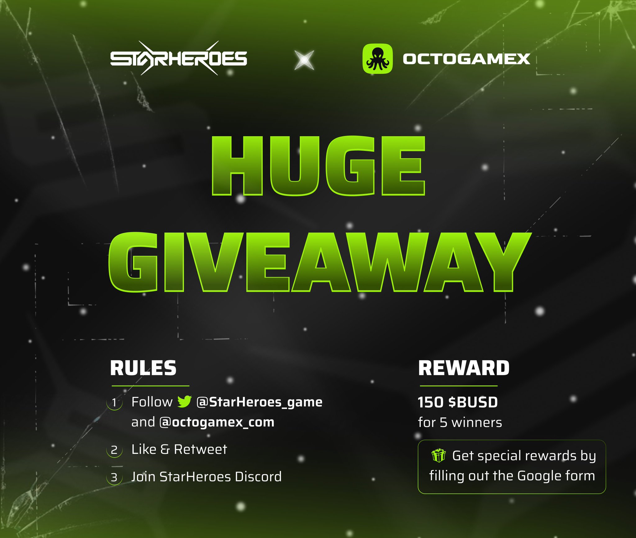 OctoGamex on Twitter: "🎊 OctoGamex ️ StarHeroes #Giveaway 🎊 💰 $150 $BUSD for 5 winners 💰 🛑 ...