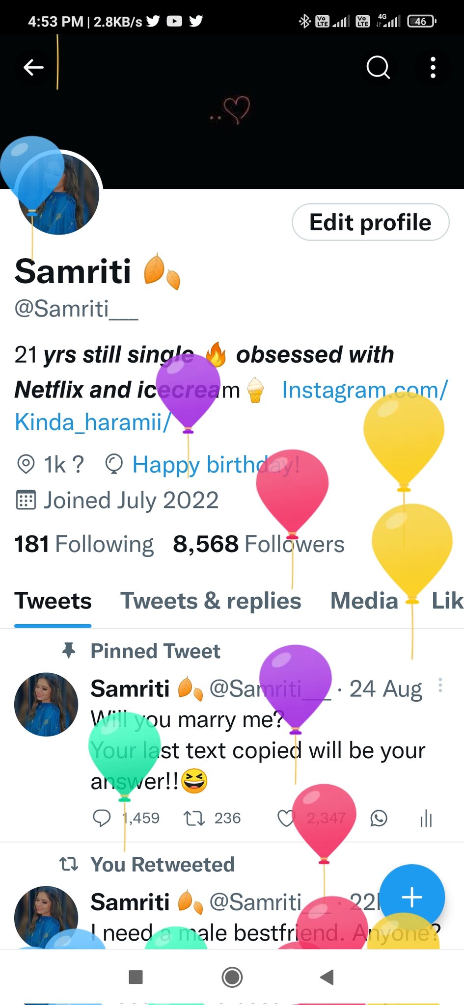 Samriti 🍂 on Twitter: "Kisi ne wish nhi kiya mujhe🥺🥺😭 https://t.co/ZBdwvX5E9E" / Twitter