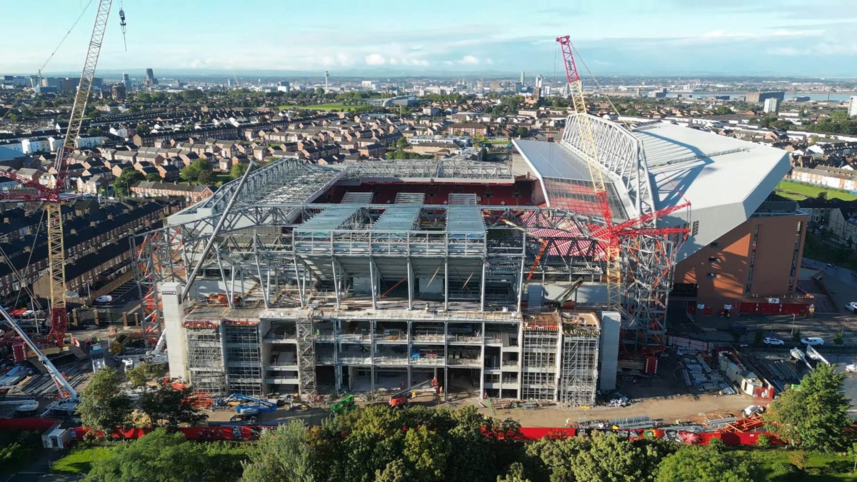 StadiumDB.com on Twitter: "Construction work is underway in Liverpool, where Anfield Road Stand ...
